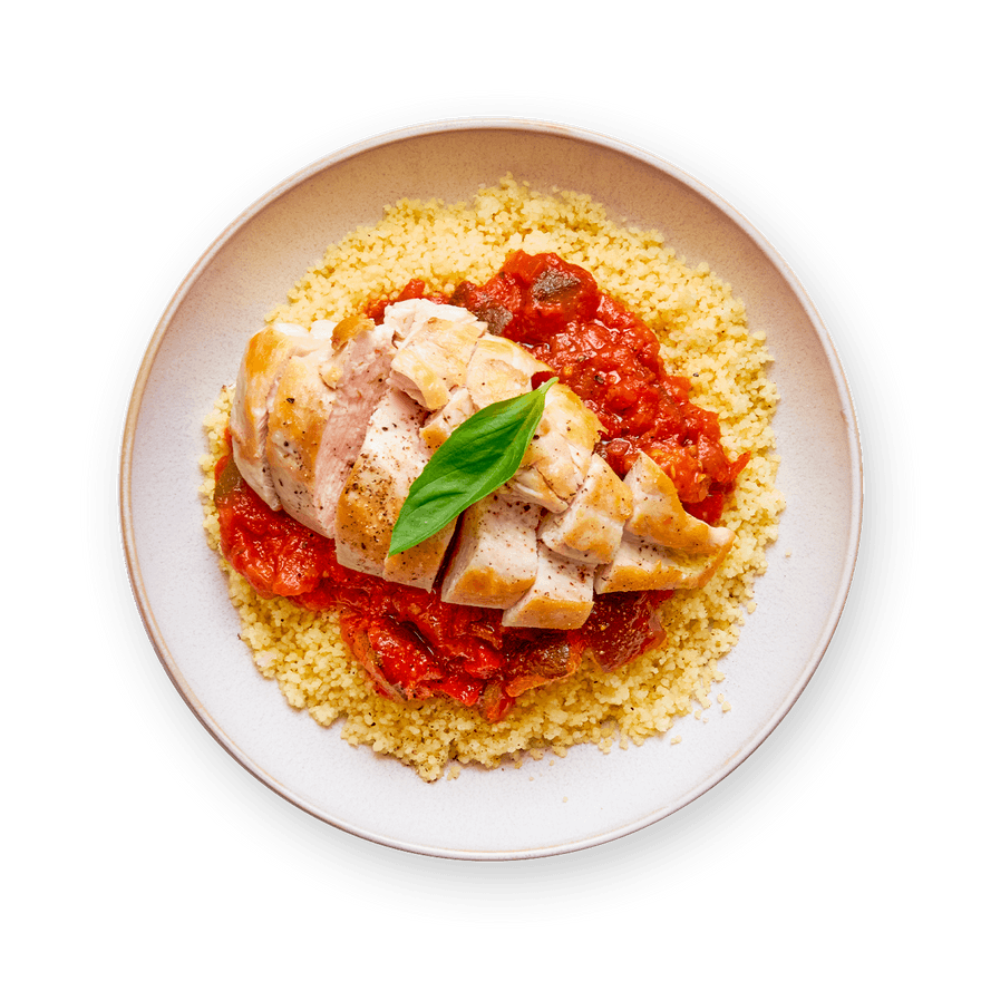 Jow - Recette : Poulet, semoule & ratatouille